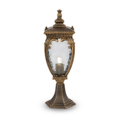 Luminosa Fleur Outdoor Pedestal Light Black with Gold, IP44
