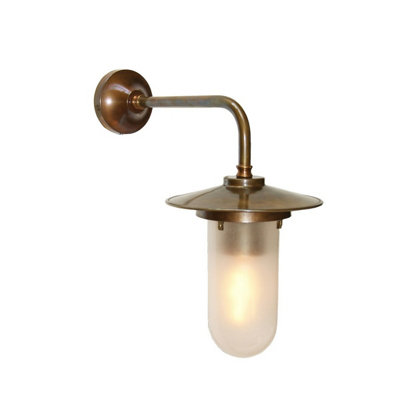 Luminosa Florin Outdoor Wall Light, Antique Brass, Frosted Glass, IP65