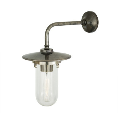 Luminosa Florin Outdoor Wall Light, Antique Silver, Clear Glass, IP65