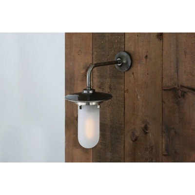Luminosa Florin Outdoor Wall Light, Antique Silver, Frosted Glass, IP65
