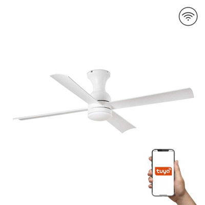 Luminosa Fraser XL 3 Blade Ceiling Fan Matt White with Light 3000K Tuya ...