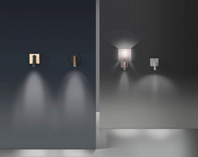 Luminosa Gamma LED Wall Reading Light Urban Grey White 175lm 2700K