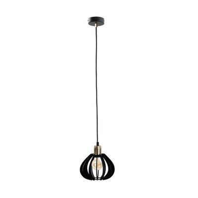 Luminosa Gemma Wire Frame Pendant Ceiling Light Black, Gold, 20cm, 1x E27