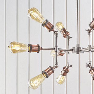 Luminosa Hal Large Industrial Style Multi Arm Pendant Light, Aged ...