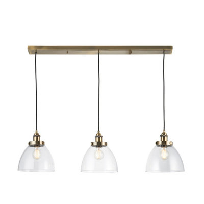 Luminosa Hansen Plate Pendant Ceiling Lamp, Antique Brass Plate, Glass
