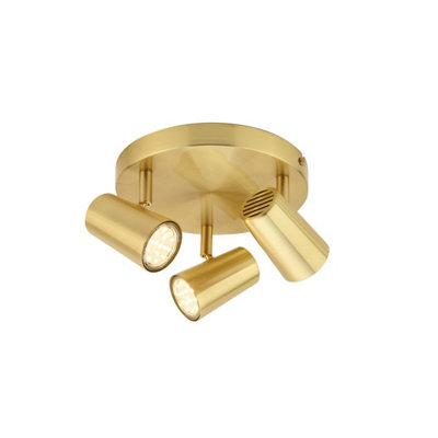 Luminosa Harvey 3 Light Ceiling Spotlight Clusters Satin Brass