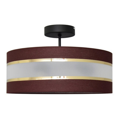 Luminosa Helen Cylindrical Ceiling Light Brown, Gold, Black 40cm