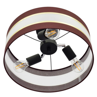 Luminosa Helen Cylindrical Ceiling Light Brown, Gold, Black 40cm