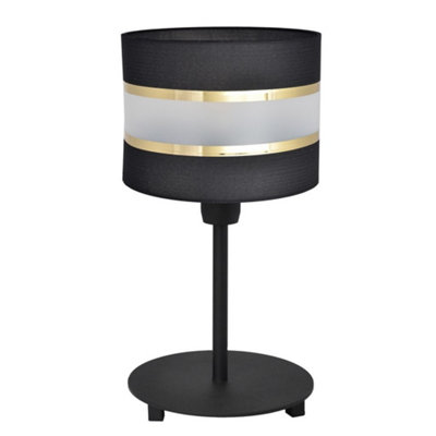 Luminosa Helen Table Lamp With Round Shade Black, Gold 20cm | DIY at B&Q