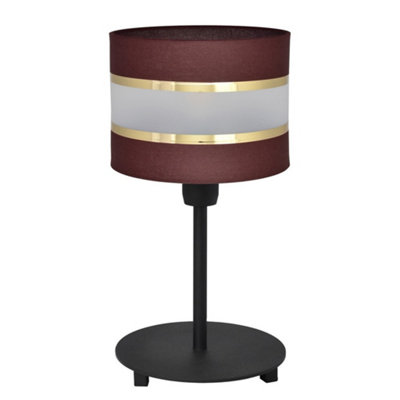 Luminosa Helen Table Lamp With Round Shade Brown, Gold, Black 20cm ...