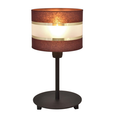 Luminosa Helen Table Lamp With Round Shade Brown, Gold, Black 20cm