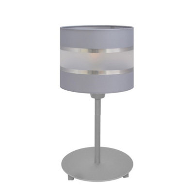 Luminosa Helen Table Lamp With Round Shade Grey, Silver 20cm
