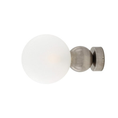 Luminosa Helena Globe Wall Light, Antique Silver, Frosted Glass
