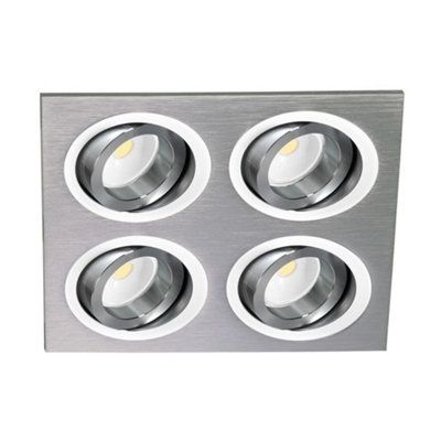 Luminosa Helium Quad Recessed Downlight Light Aluminium