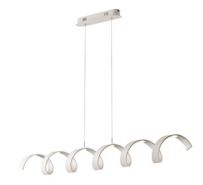 Luminosa Helix Integrated LED Swirl Effect Bar Pendant, White, Silver ...