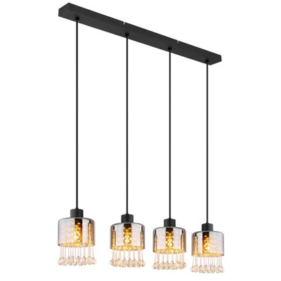 Luminosa Hendry Bar Pendant Ceiling Light Matt Black Smoke Glass Shade ...