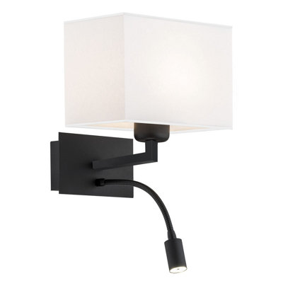 Luminosa Hilary Reading Wall Light White, Black Structure 560lm 3000K