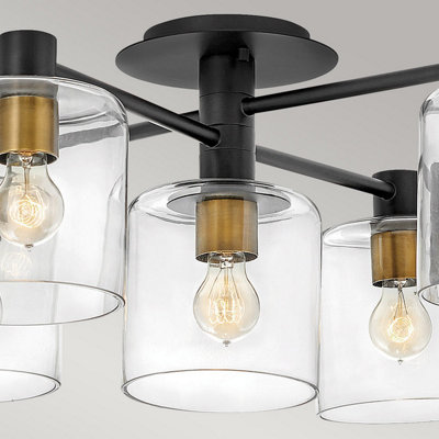 Luminosa Hinkley Axel Multi Arm Semi Flush Ceiling Lamp Black with ...