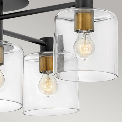 Luminosa Hinkley Axel Multi Arm Semi Flush Ceiling Lamp Black with ...