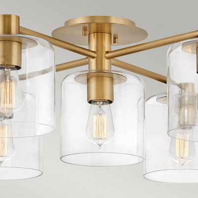 Luminosa Hinkley Axel Multi Arm Semi Flush Ceiling Lamp Heritage Brass