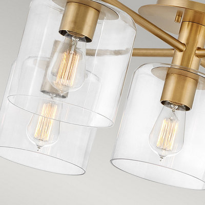 Luminosa Hinkley Axel Multi Arm Semi Flush Ceiling Lamp Heritage Brass