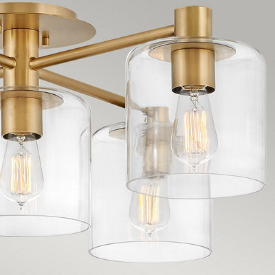 Luminosa Hinkley Axel Multi Arm Semi Flush Ceiling Lamp Heritage Brass
