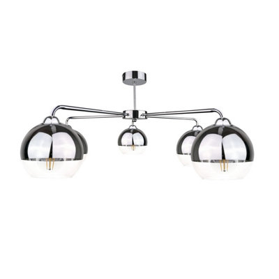 Luminosa Ice Multi Arm Semi Flush Ceiling Light Silver, 60cm, 5x E27