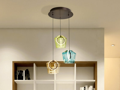 Luminosa Ingrid Cluster Pendant Ceiling 3 Light Multi Colour LED 3000K ...