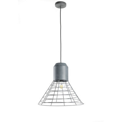 Luminosa Jerry Wide Wire Frame Pendant Ceiling Light, Urban Grey