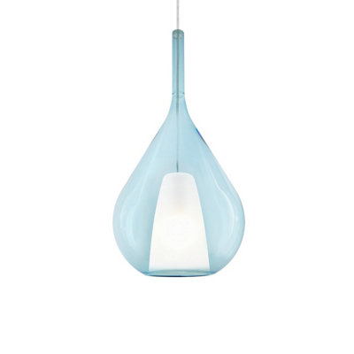 Luminosa Kalique Ill 28cm Teardrop Dome Pendant Ceiling Light Sky Blue ...