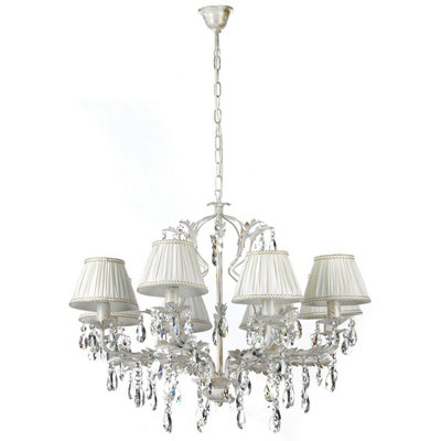 Luminosa Karen 8 Light Multi Arm Chandelier With Shades, Ivory