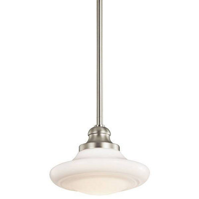 Luminosa Keller 1 Light Small Ceiling Duo-Mount Pendant Brushed Nickel, E27