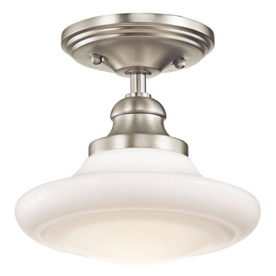 Luminosa Keller 1 Light Small Ceiling Duo-Mount Pendant Brushed Nickel, E27