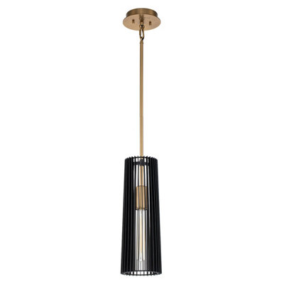 Luminosa Kichler Linara Slim Pendant Ceiling Light Black & Natural Brass
