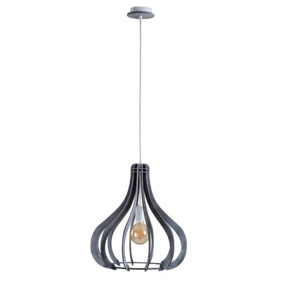 Luminosa Lavena Wire Frame Pendant Ceiling Light Grey, 43.5cm, 1x E27