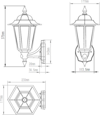 Luminosa LED Wall Lantern with Photocell Sensor - White 230V IP54 8W