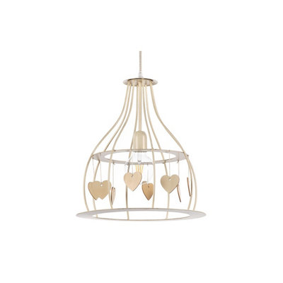 Luminosa Leonilde Wire Frame Pendant Ceiling Light, Ivory | DIY at B&Q