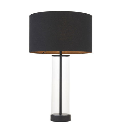 Luminosa Lessina Complete Table Lamp, Matt Black, Glass, Black Cotton ...
