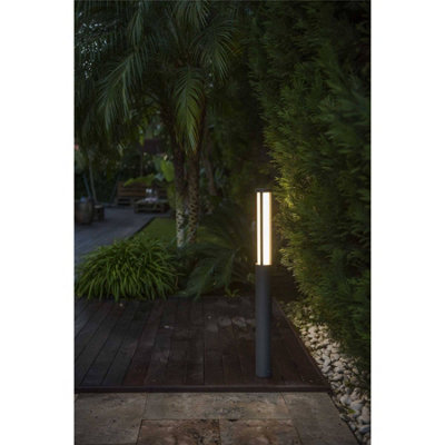 LUMINOSA LOGAR LED OUTDOOR TALL BOLLARD LIGHT DARK GREY IP54