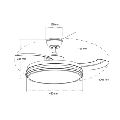 Luminosa Louis 3 Blade DC LED Ceiling Fan 35W 3CCT White Foldable blades