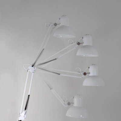 Luminosa Luxo Floor Lamp White with Round Base and Height Adjustable Body
