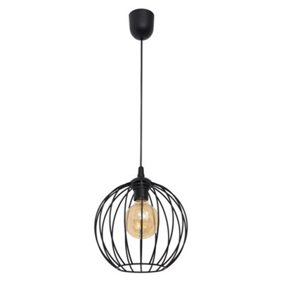 Luminosa Mercure Wire Frame Pendant Ceiling Light Black 24cm