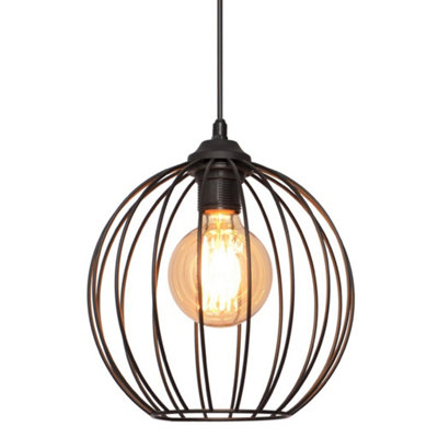 Luminosa Mercure Wire Frame Pendant Ceiling Light Black 24cm