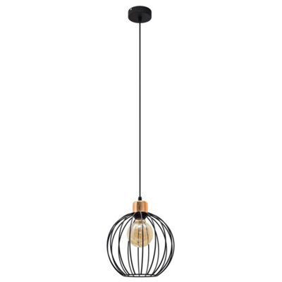 Luminosa Mercure Wire Frame Pendant Ceiling Light Black, Copper 24cm