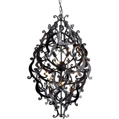 Luminosa Mila Wire Frame Pendant Ceiling Light Black