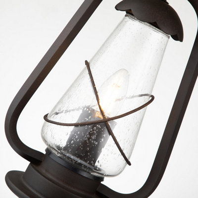 Luminosa Miners 1 Light Outdoor Ceiling Chain Lantern Old Bronze IP44, E14