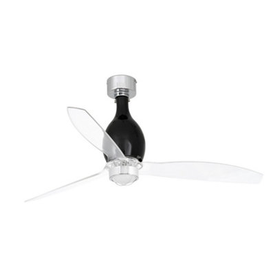 Luminosa Mini-Eterfan LED Matt Black, Transparent Ceiling Fan with DC ...
