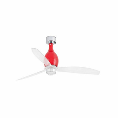 Luminosa Mini Eterfan Led Shiny Red, Transparent Ceiling Fan With DC ...