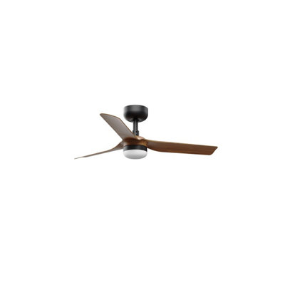 Luminosa Mini Punt Small Led Black, Dark Wood DC Ceiling Fan 6 Speed