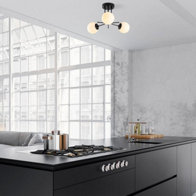 Luminosa Model 12 Deco 3-light Ceiling Lamp Black